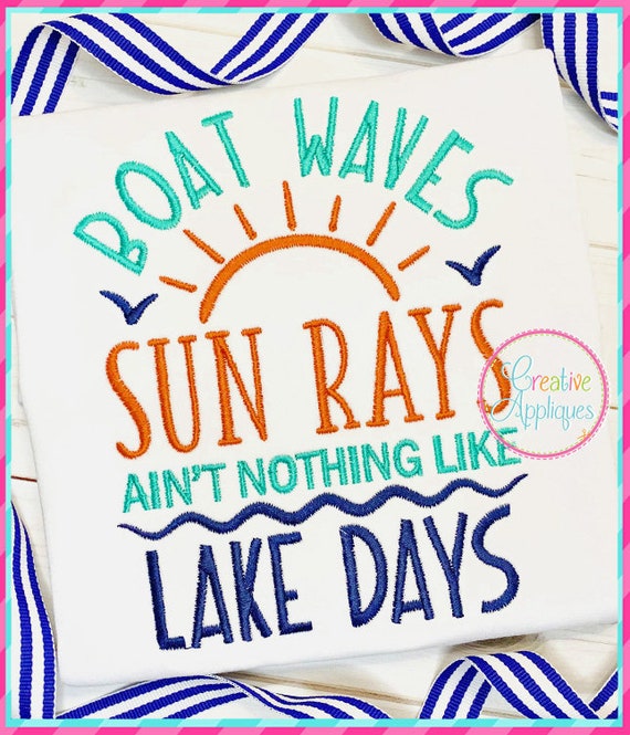 Boat Waves Sun Rays Machine Embroidery Design 4 Size Lake | Etsy