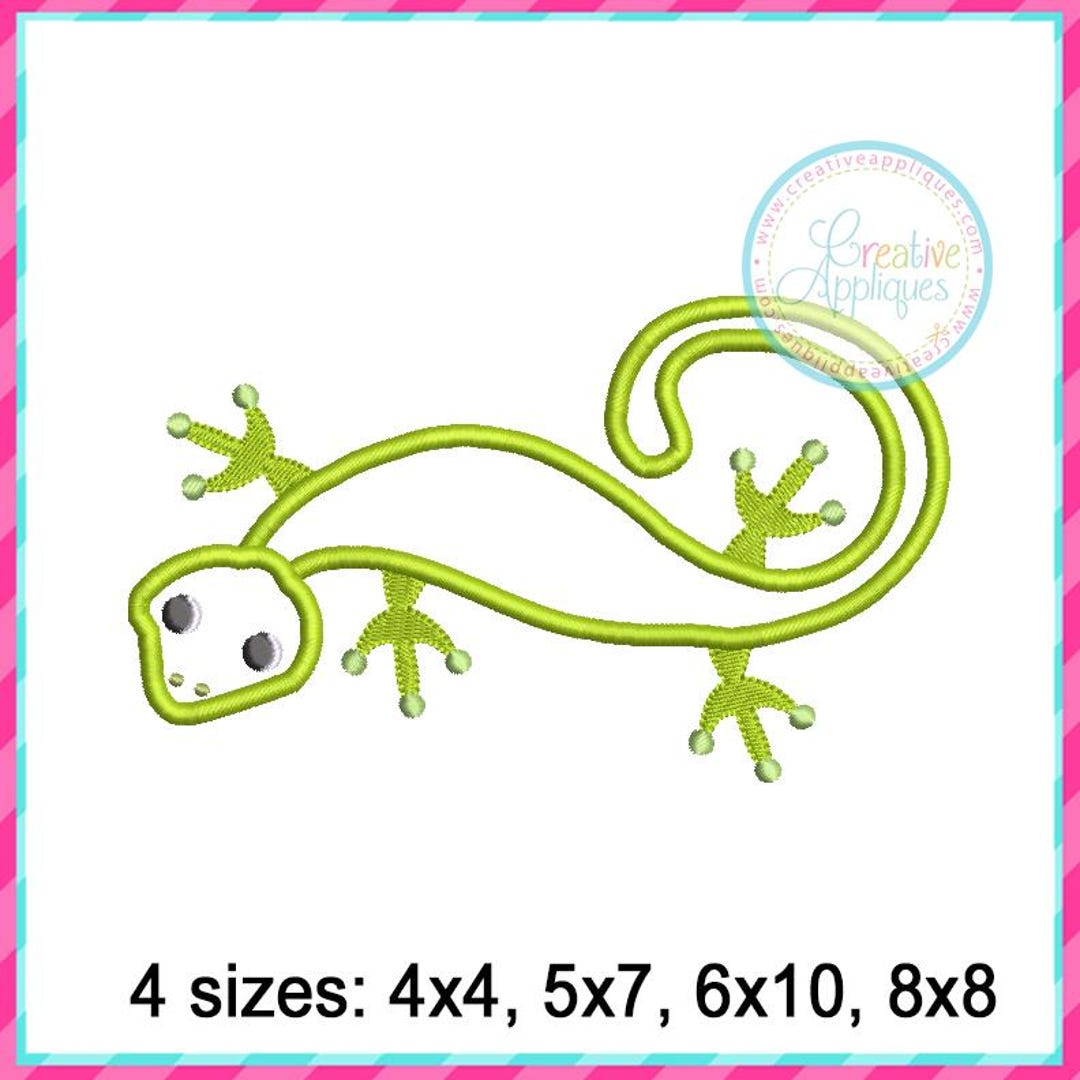 Gecko Applique Design, Machine Embroidery Design, Gecko Applique, Gecko ...
