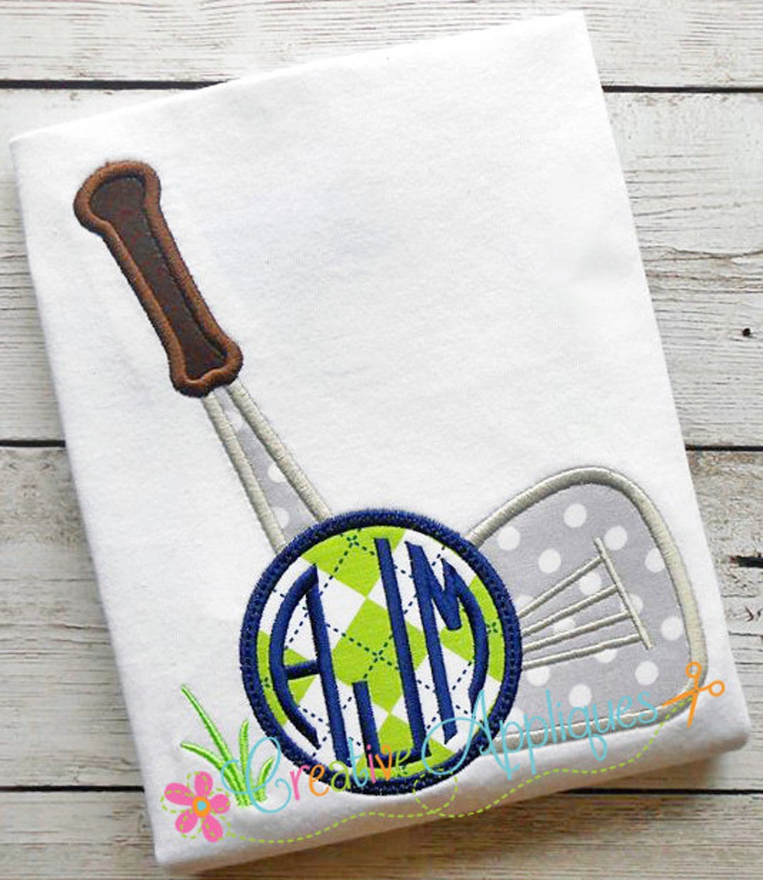 Golf Club Ball Monogram Applique Digital Machine Embroidery Design 4 ...