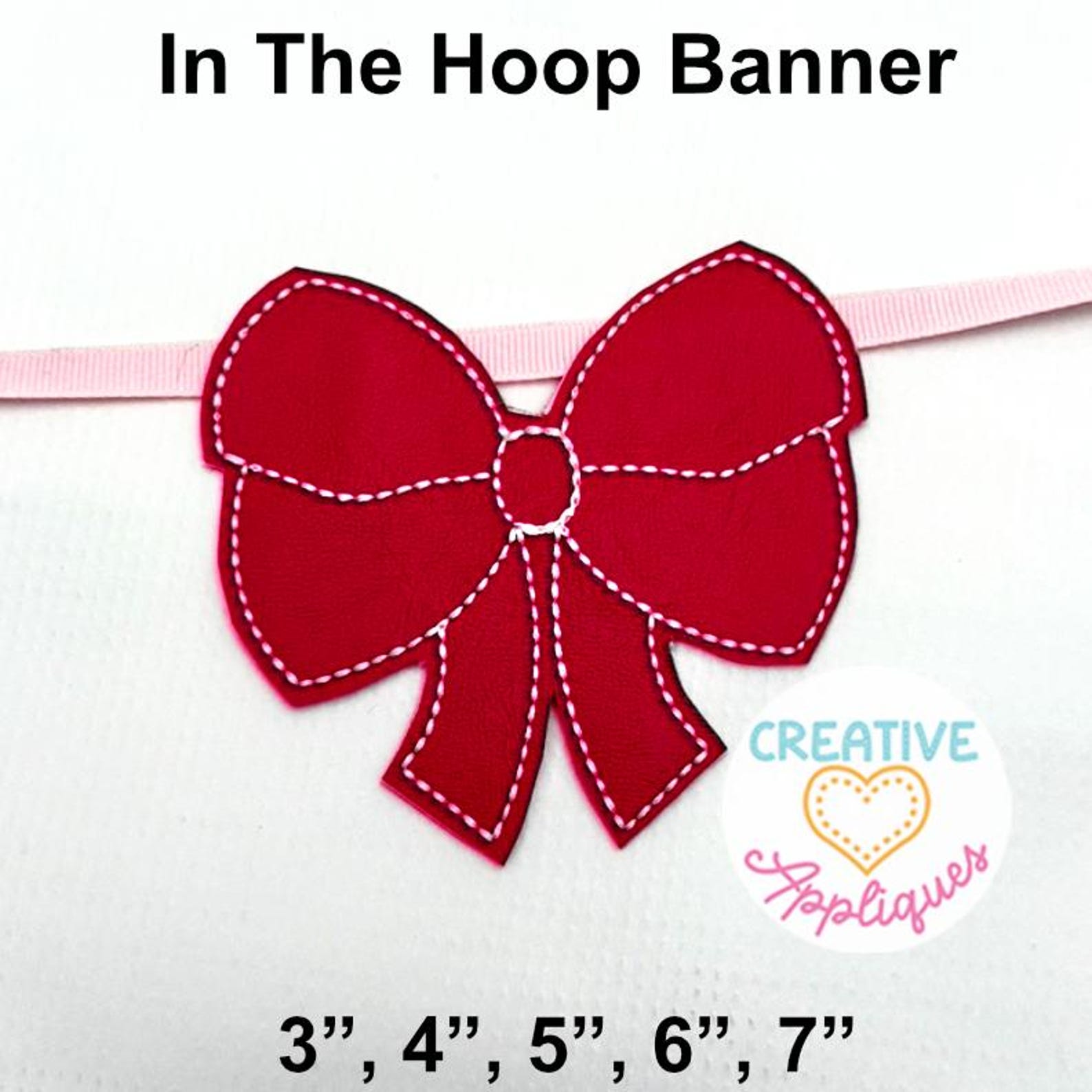 Bow Banner in the Hoop Machine Embroidery Design, in the Hoop ...