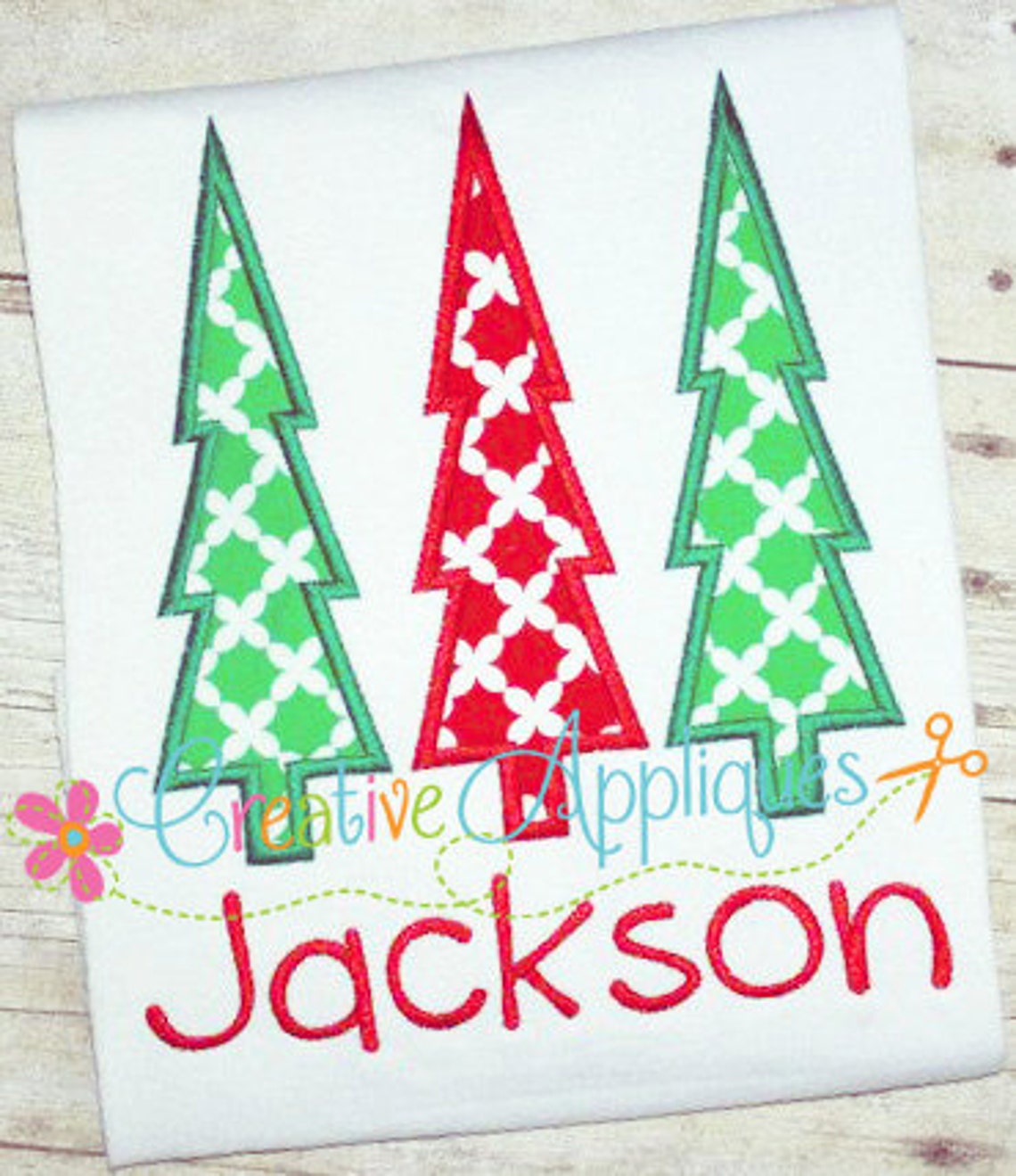 Christmas Tree Trio Applique Digital Machine Embroidery Design | Etsy