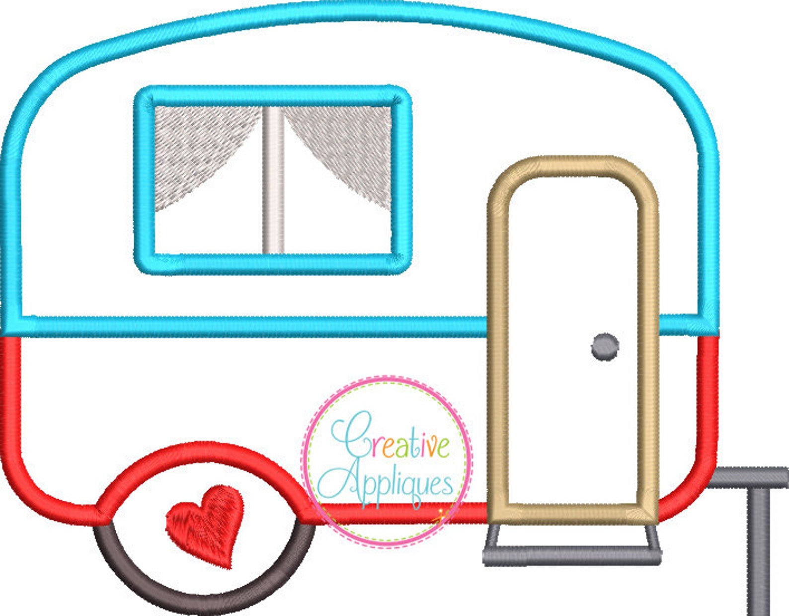 5 Sizes Camper Applique Digital Machine Embroidery Design, Camper ...