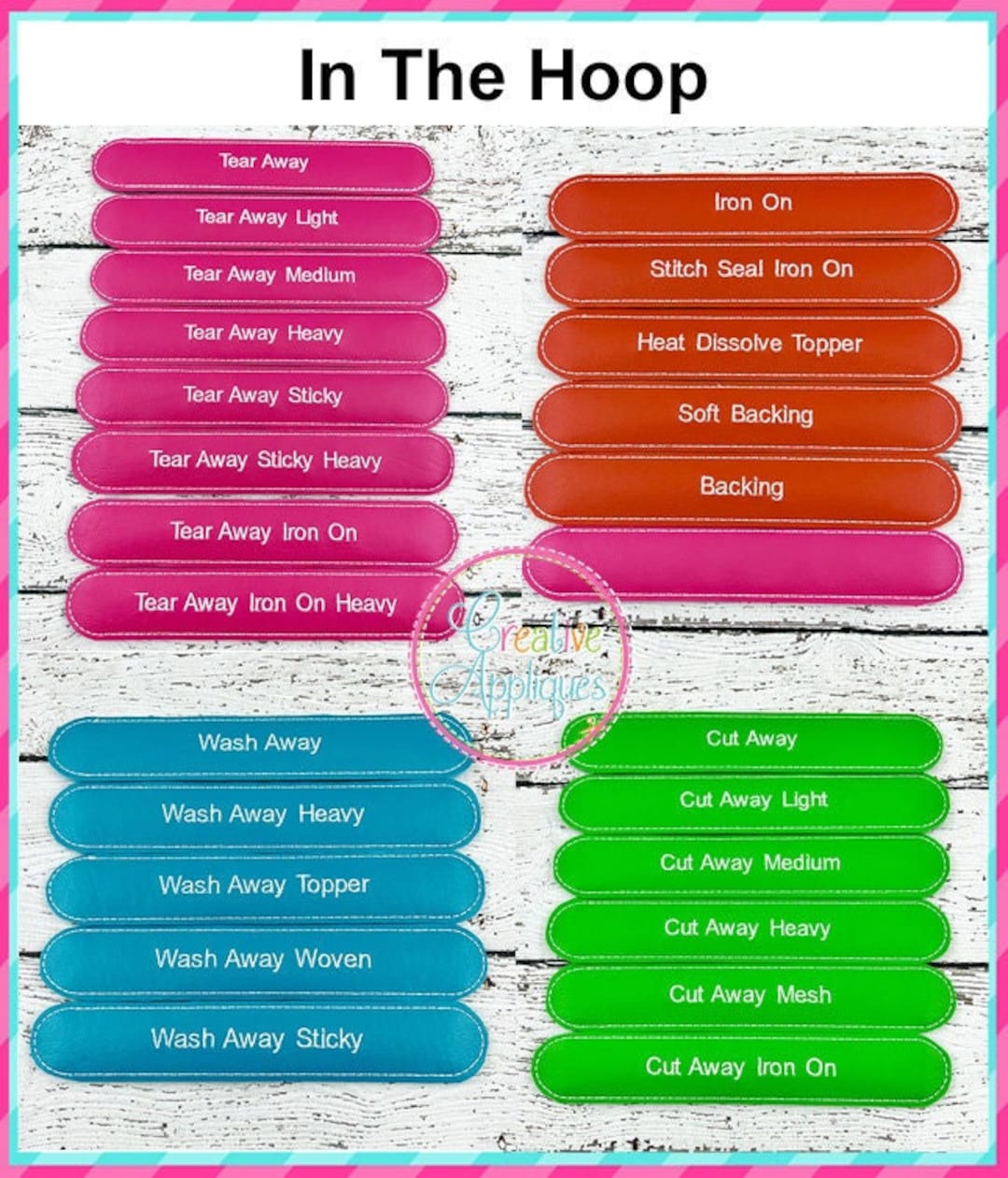 10" Stabilizer Slap Wrap Bands in the Hoop Embroidery Machine Design ...