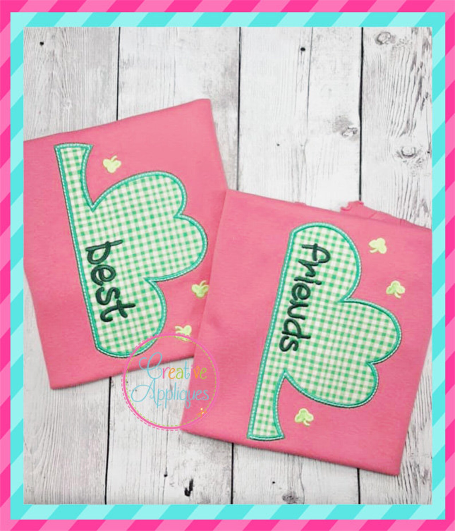 Best Friends BFF Split Shamrock Clover Digital Machine Embroidery ...