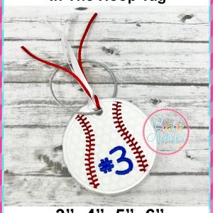 Baseball Tag in the Hoop Embroidery Design 4 Sizes, Bag Tag, in the ...