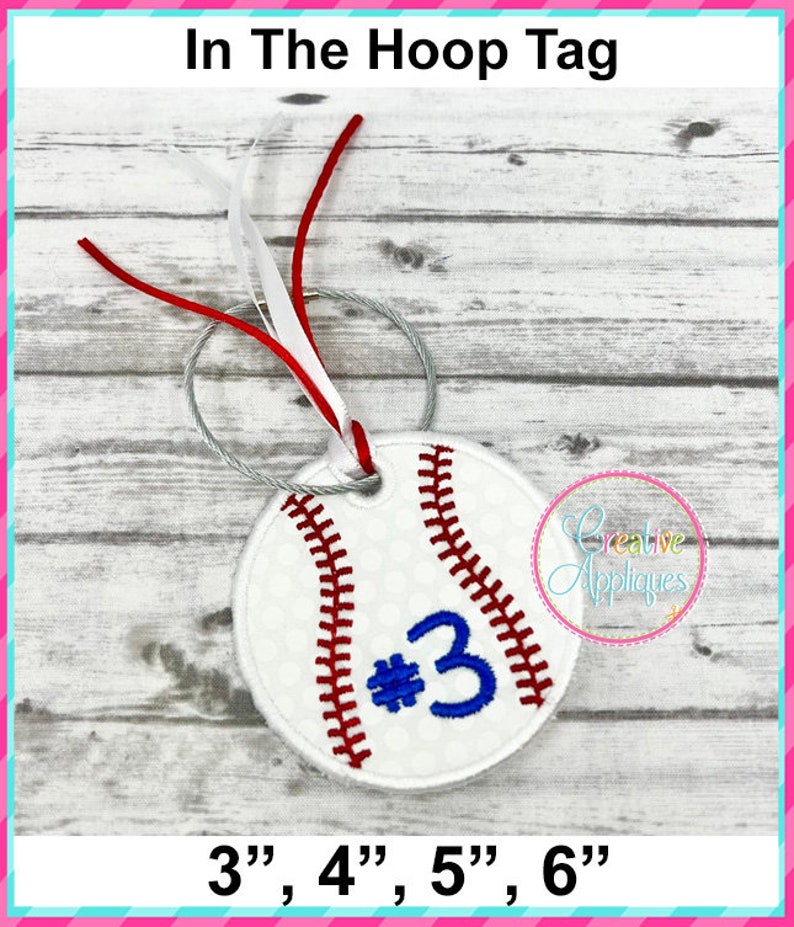 Baseball Tag in the Hoop Embroidery Design 4 Sizes Bag Tag - Etsy
