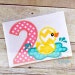 Rubber Ducky Duck Birthday Number 2 Digital Machine Embroidery Applique ...