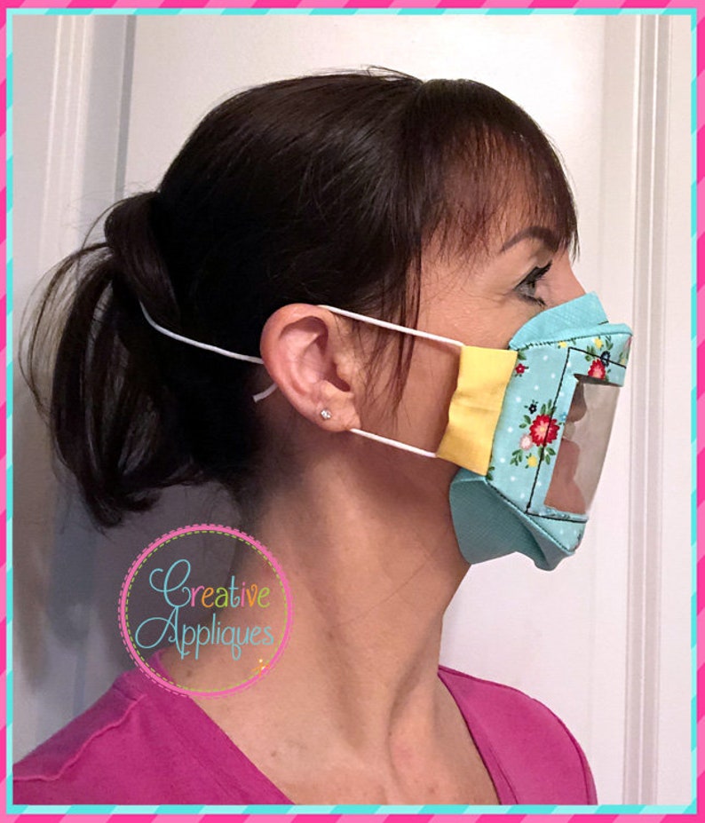 4 SIZES! in the Hoop Clear Window Face Mask Digital Machine Embroidery ...