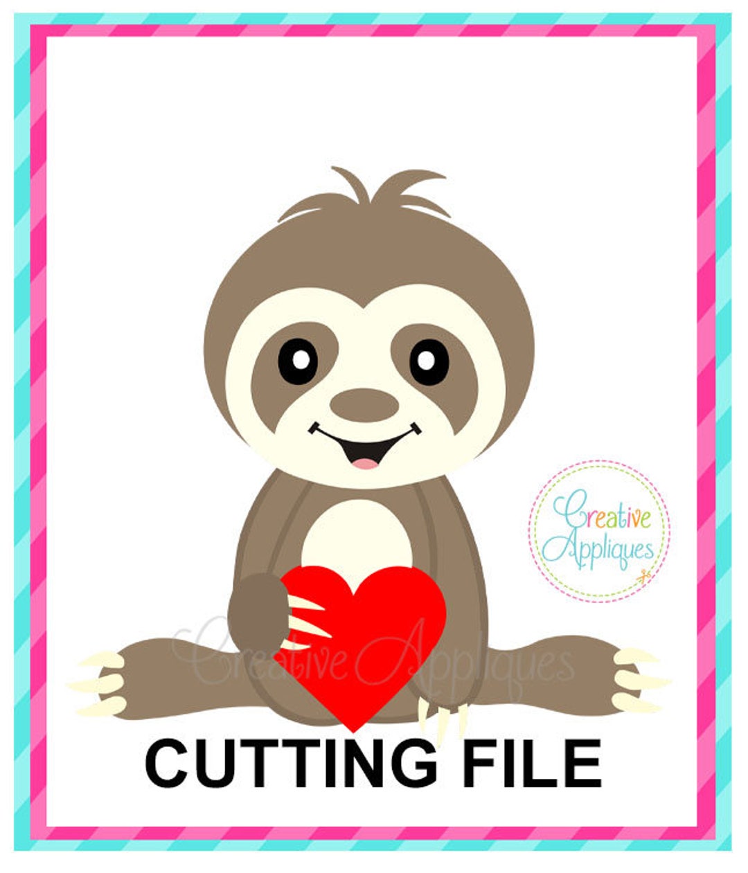 Valentine Sloth SVG Cutting File, Sloth Svg, Sloth Cut File Svg ...