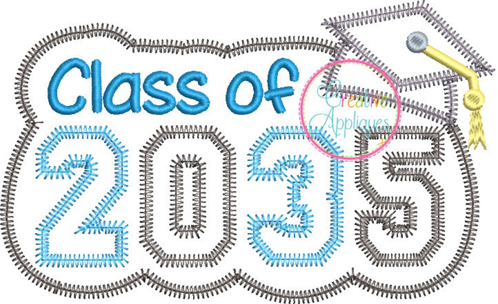 Zigzag Stitch Class of 2035 Graduation Digital Machine Embroidery ...