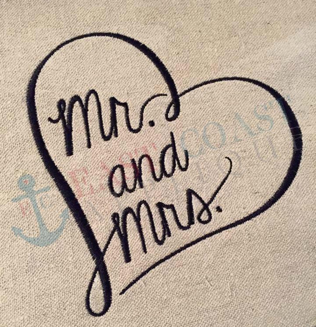 Mr and Mrs Heart Machine Embroidery Design, Wedding Machine Embroidery ...