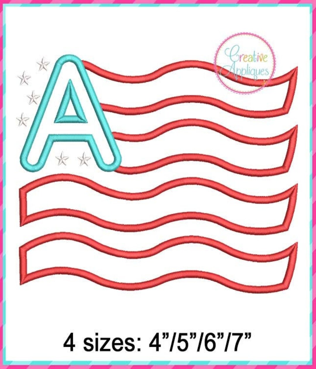 Flag Alphabet Applique Machine Embroidery Design 5 Sizes, Applique Flag ...