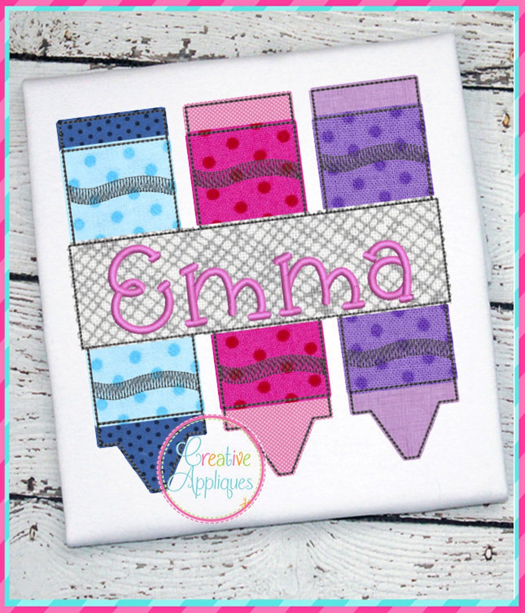 Bean Stitch Crayon Trio Machine Embroidery Applique Design 4 Sizes ...