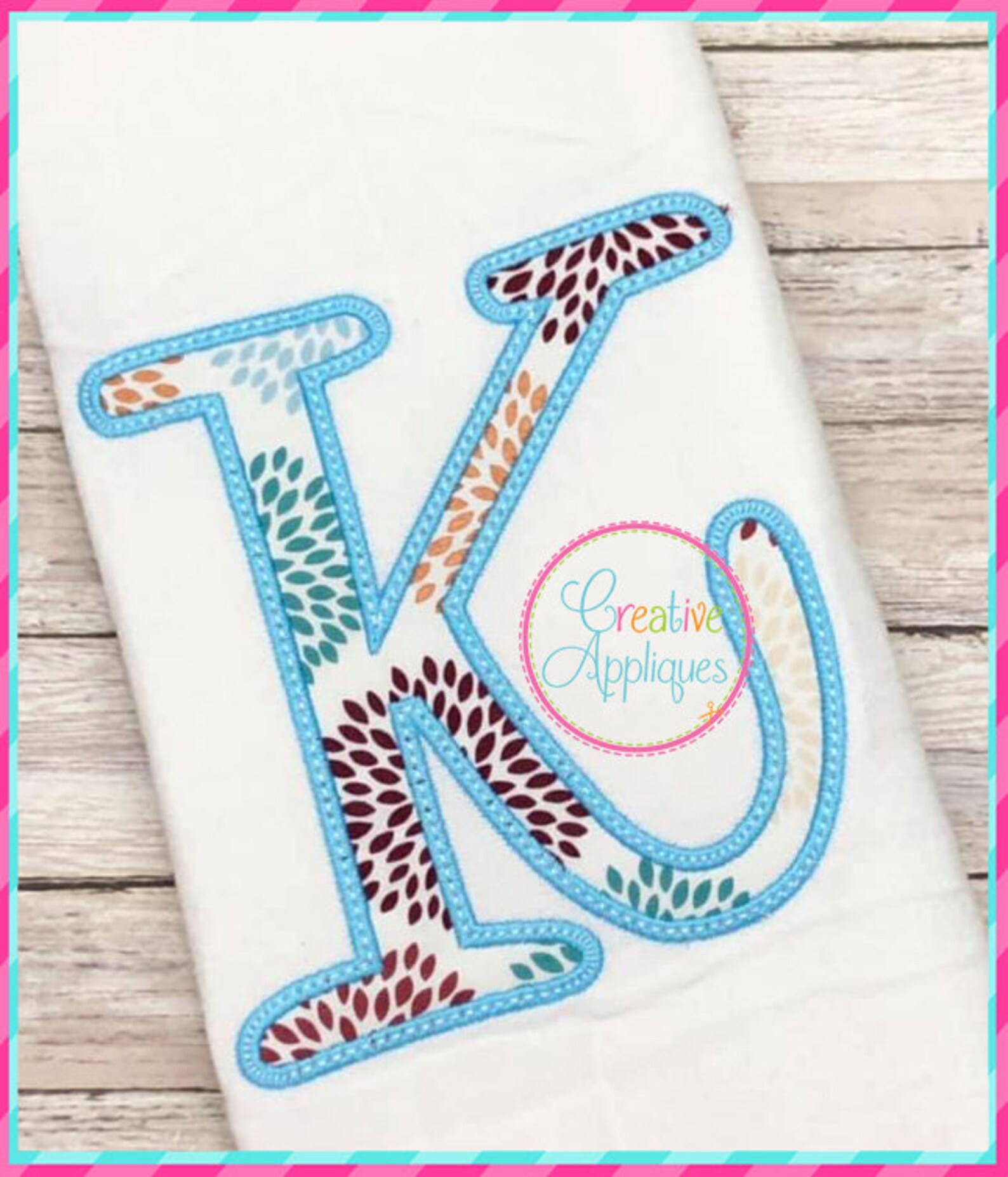 Recess Applique Alphabet Letter Set A-Z Applique Machine Embroidery ...