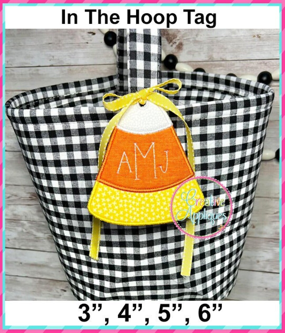 Candy Corn Tag in the Hoop Tag Machine Embroidery Design 4 Sizes ...