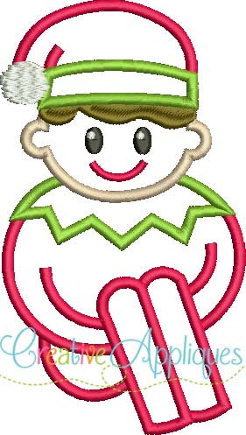 Sitting Elf Applique Digital Machine Embroidery Design 5 | Etsy