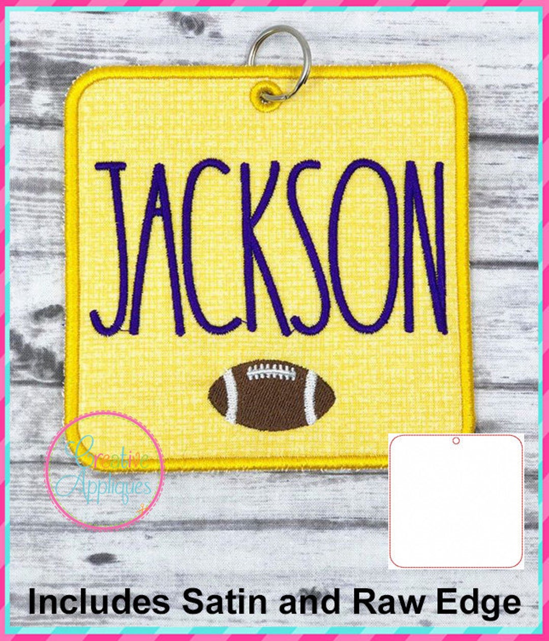 In the Hoop Rounded Square Tag Machine Embroidery Design 4 Size ...