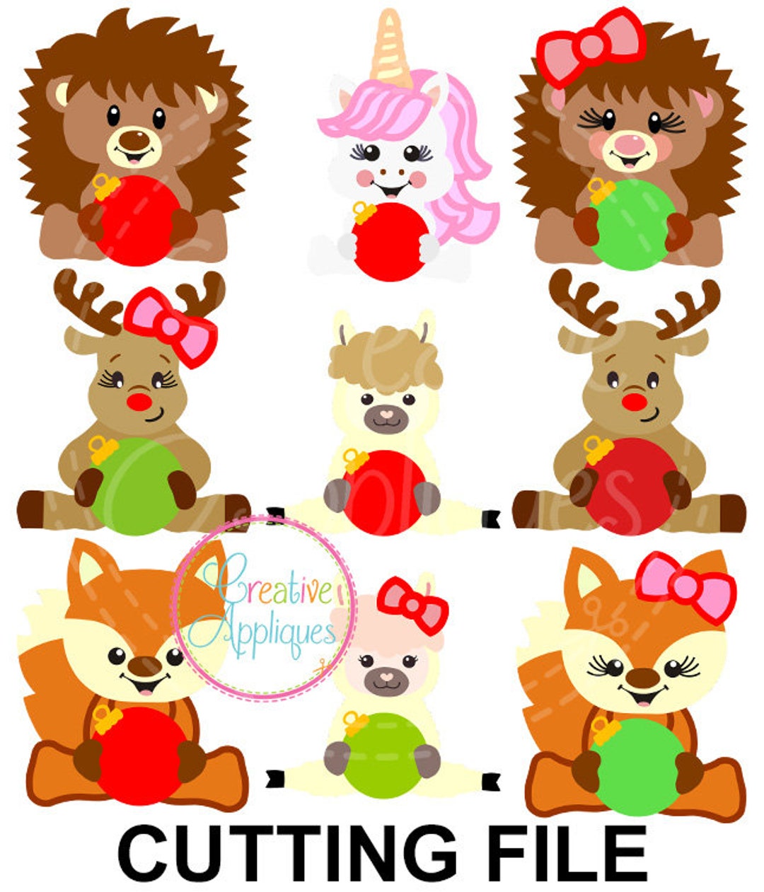 Christmas Animals SVG Cutting File, Svg, Reindeer Svg, Hedgehog Svg ...