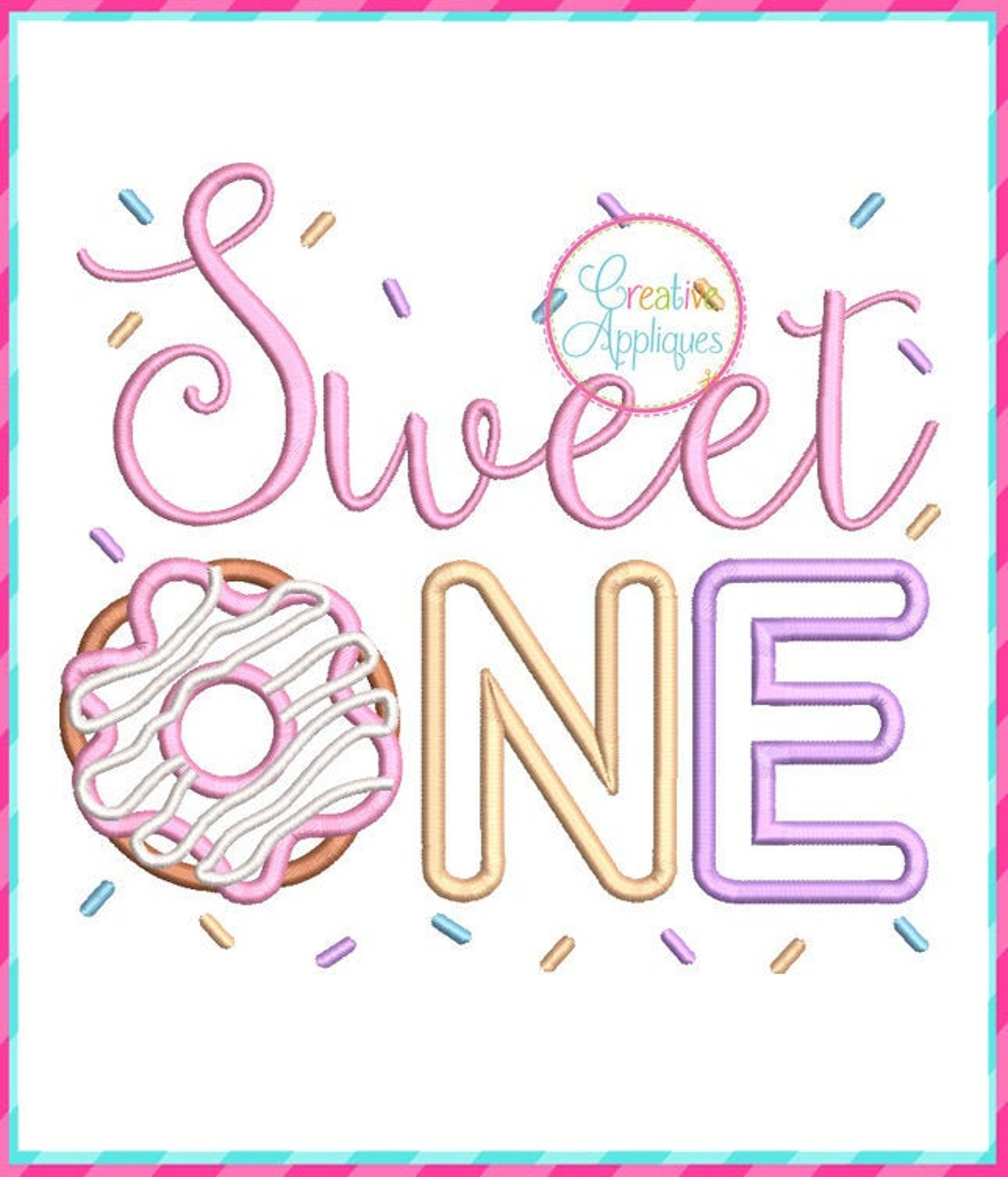 Sweet One Doughnut Applique Machine Embroidery Design 4 Sizes, 1st ...