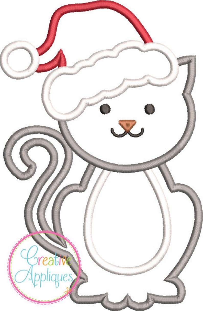 Santa Cat Digital Machine Embroidery Design 4 Sizes, Santa Cat ...