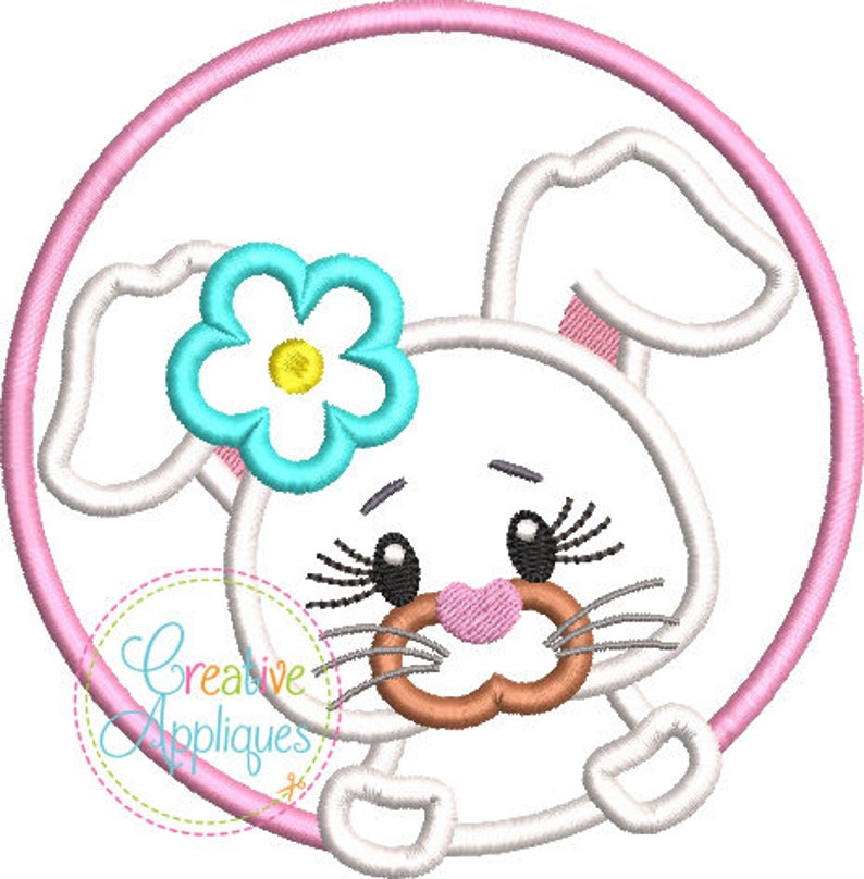 Girl Rabbit Digital Machine Embroidery Applique Design 4 - Etsy