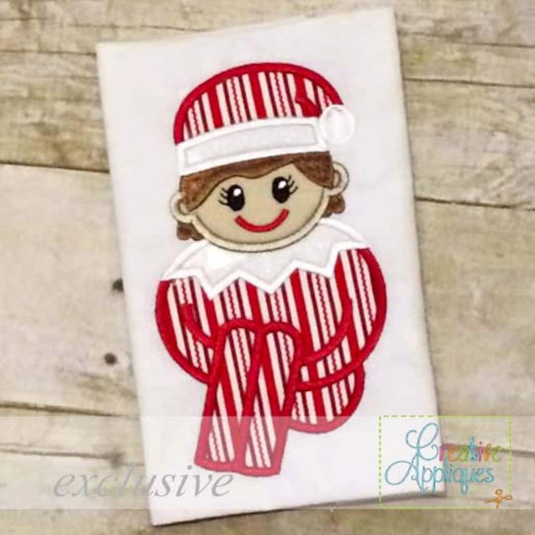 Sitting Elf Girl Applique Digital Machine Embroidery Design 5 Sizes ...