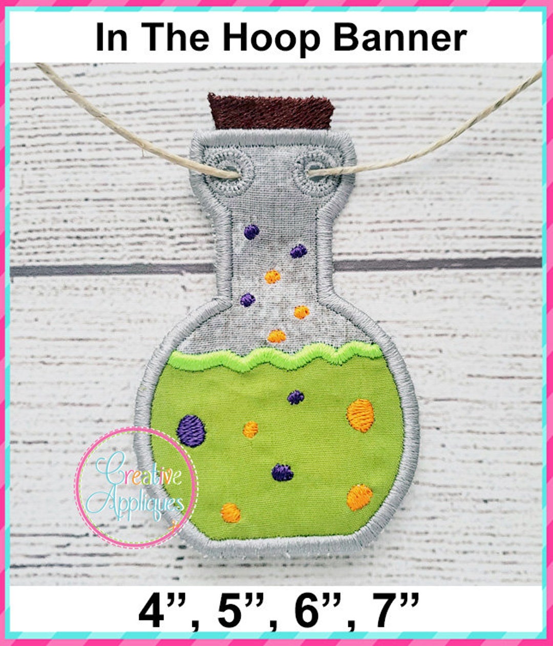 Potion Bottle Banner in the Hoop Machine Embroidery Design 4 Size, in ...