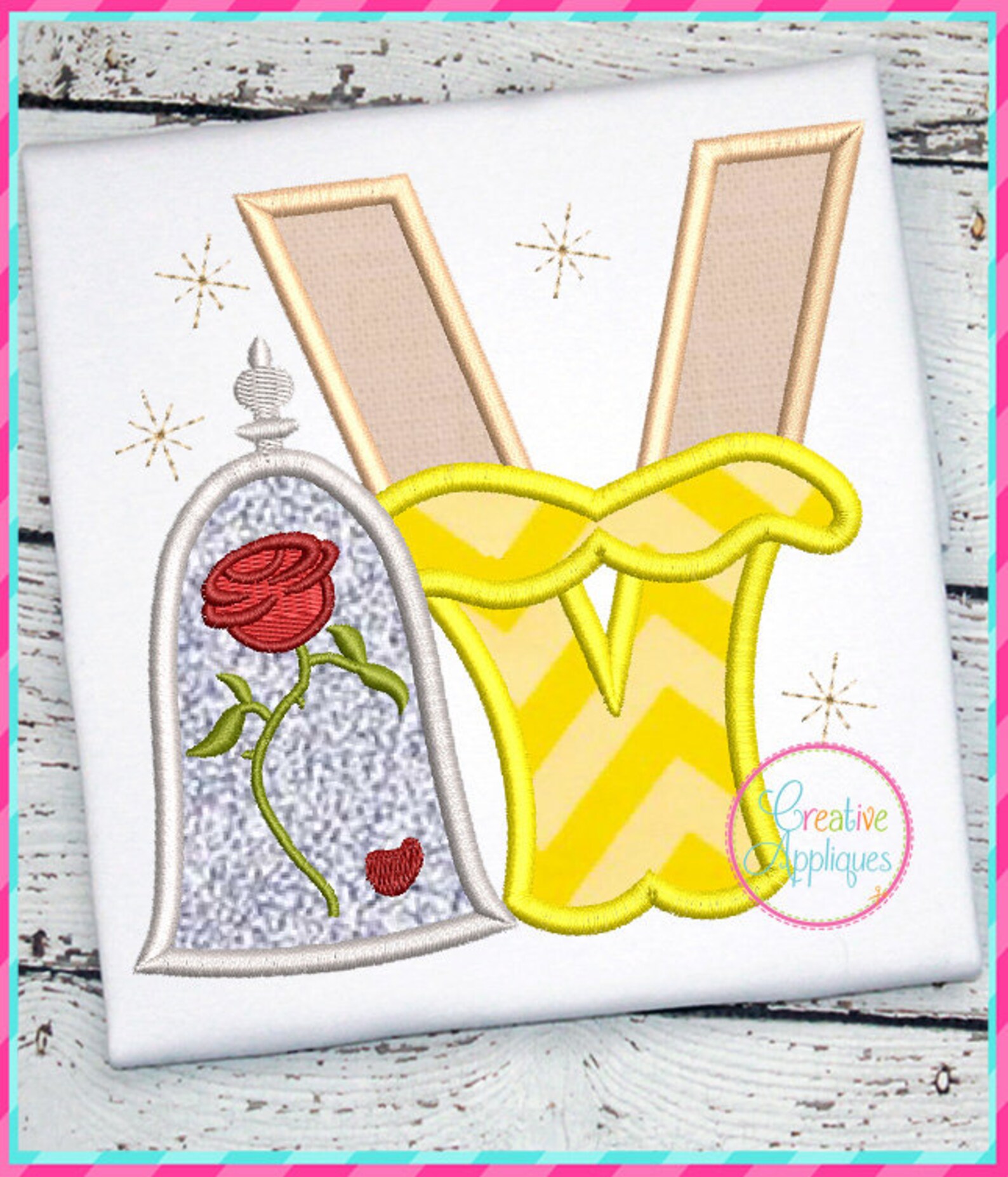 Letter V Beauty Rose Princess Alphabet Letter Applique Machine ...