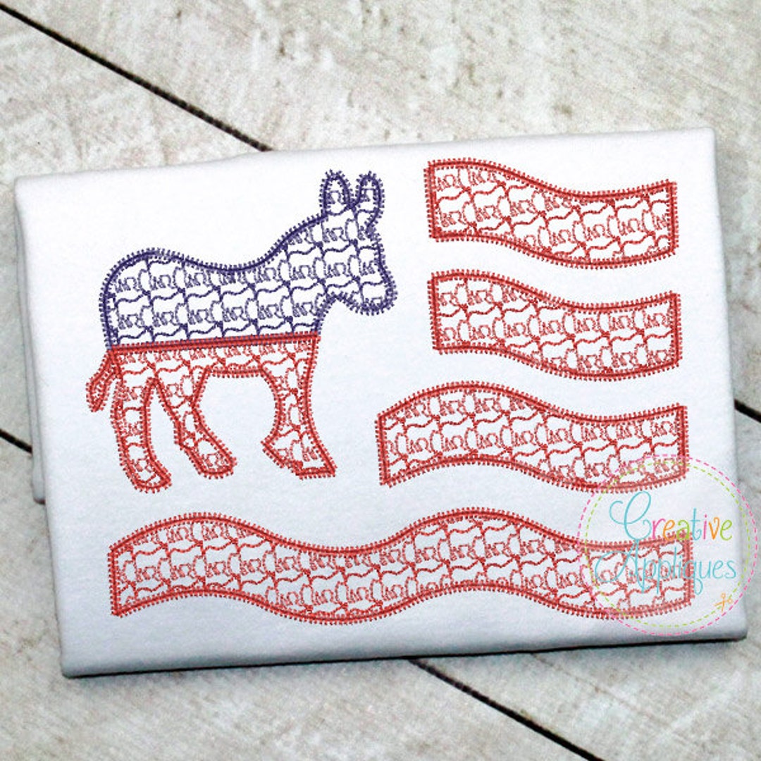 Democrat Flag With Donkey Digital Machine Embroidery Design 4 Sizes ...