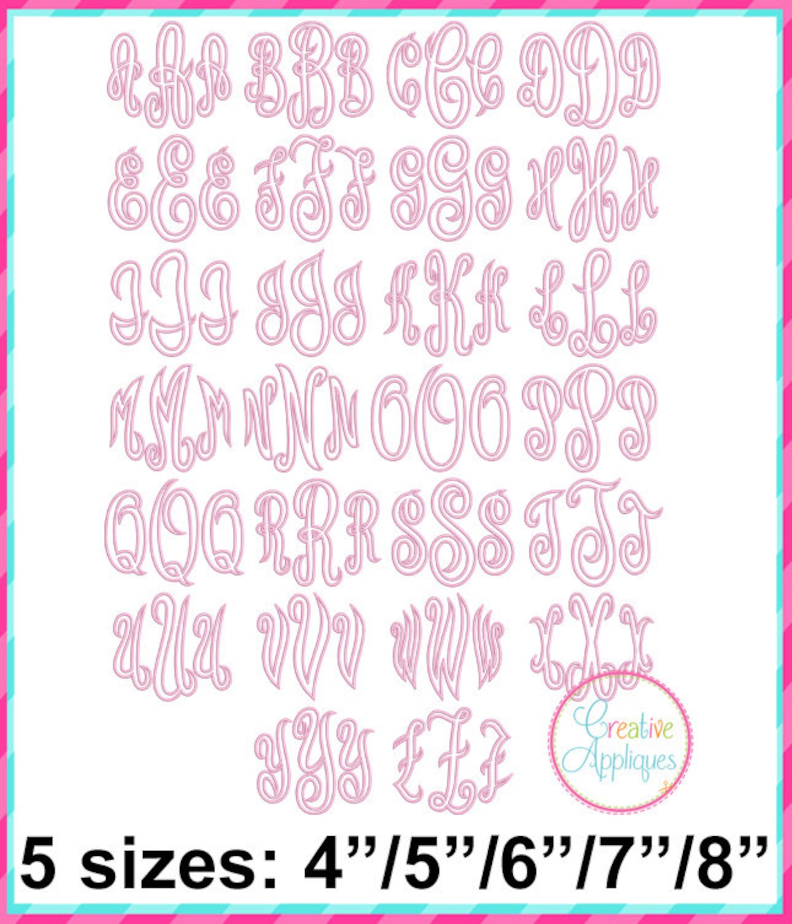 PES FORMAT ONLY! Empire Monogram Alphabet Letters A-Z Applique Machine ...