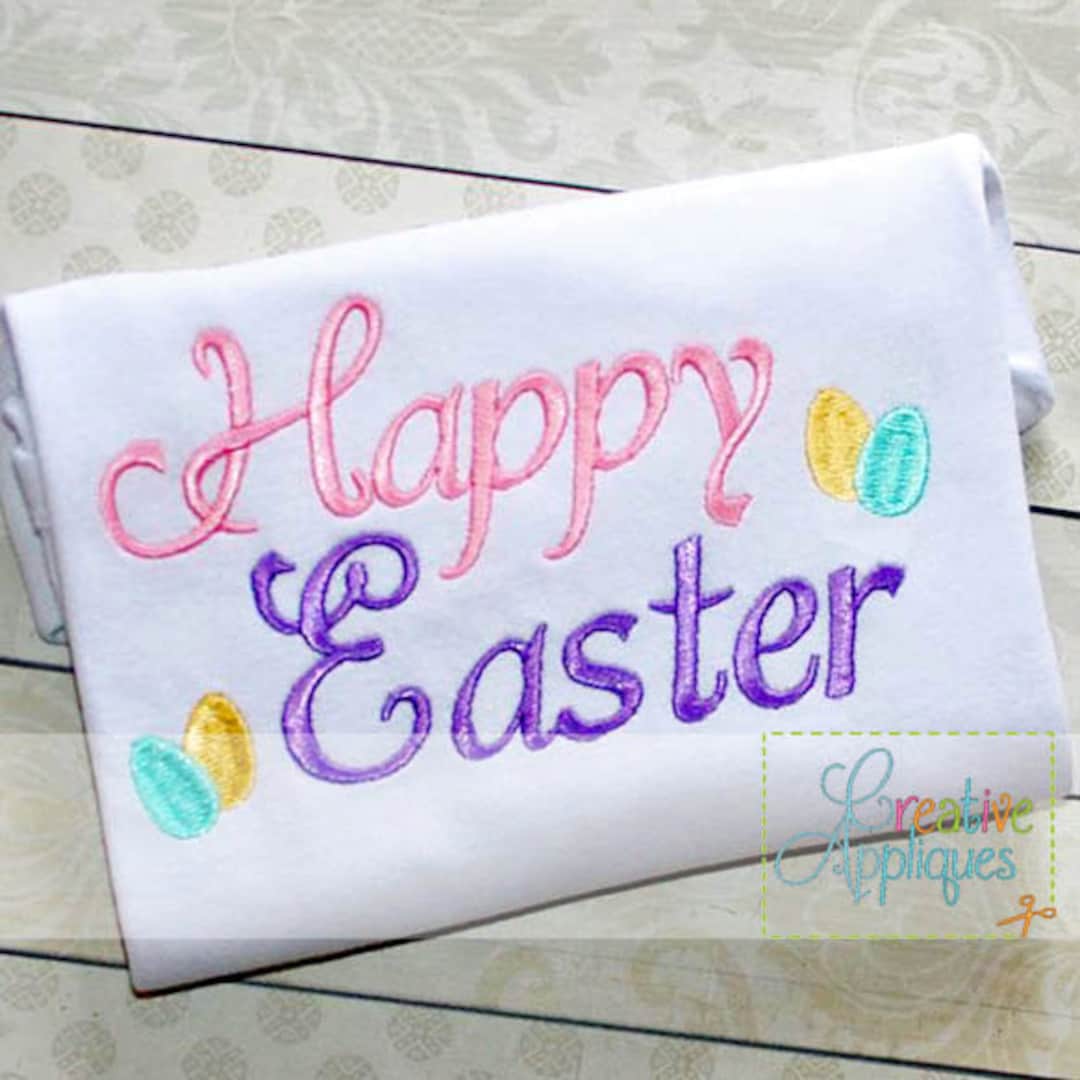 Happy Easter Digital Machine Embroidery Design 4 Sizes - Etsy