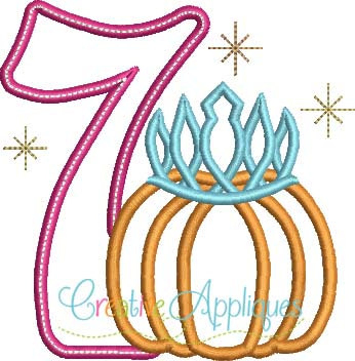 Pumpkin Princess Crown Number 7 Digital Machine Embroidery - Etsy