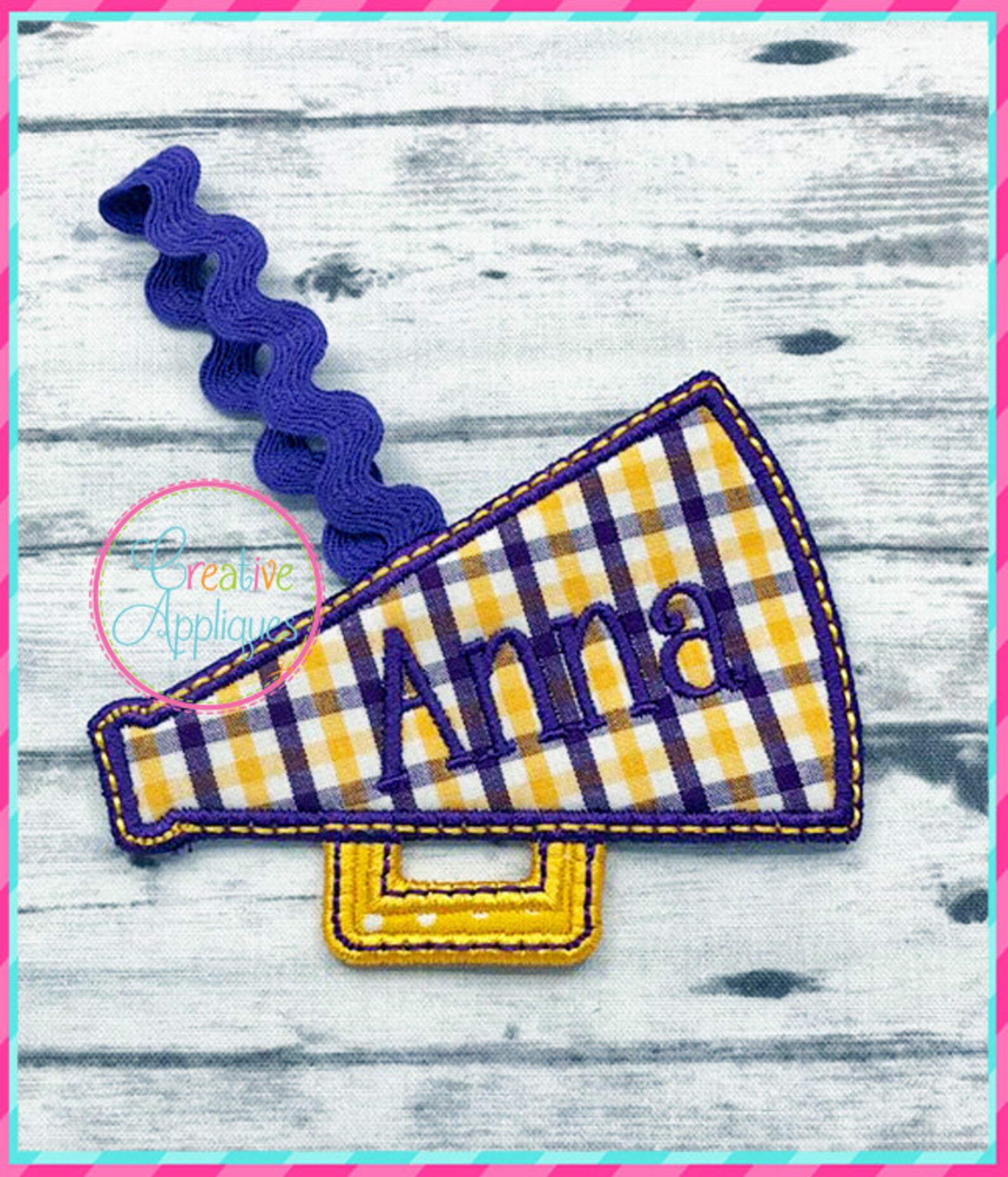 Megaphone Tag Label in the Hoop Applique Machine Embroidery Design ...