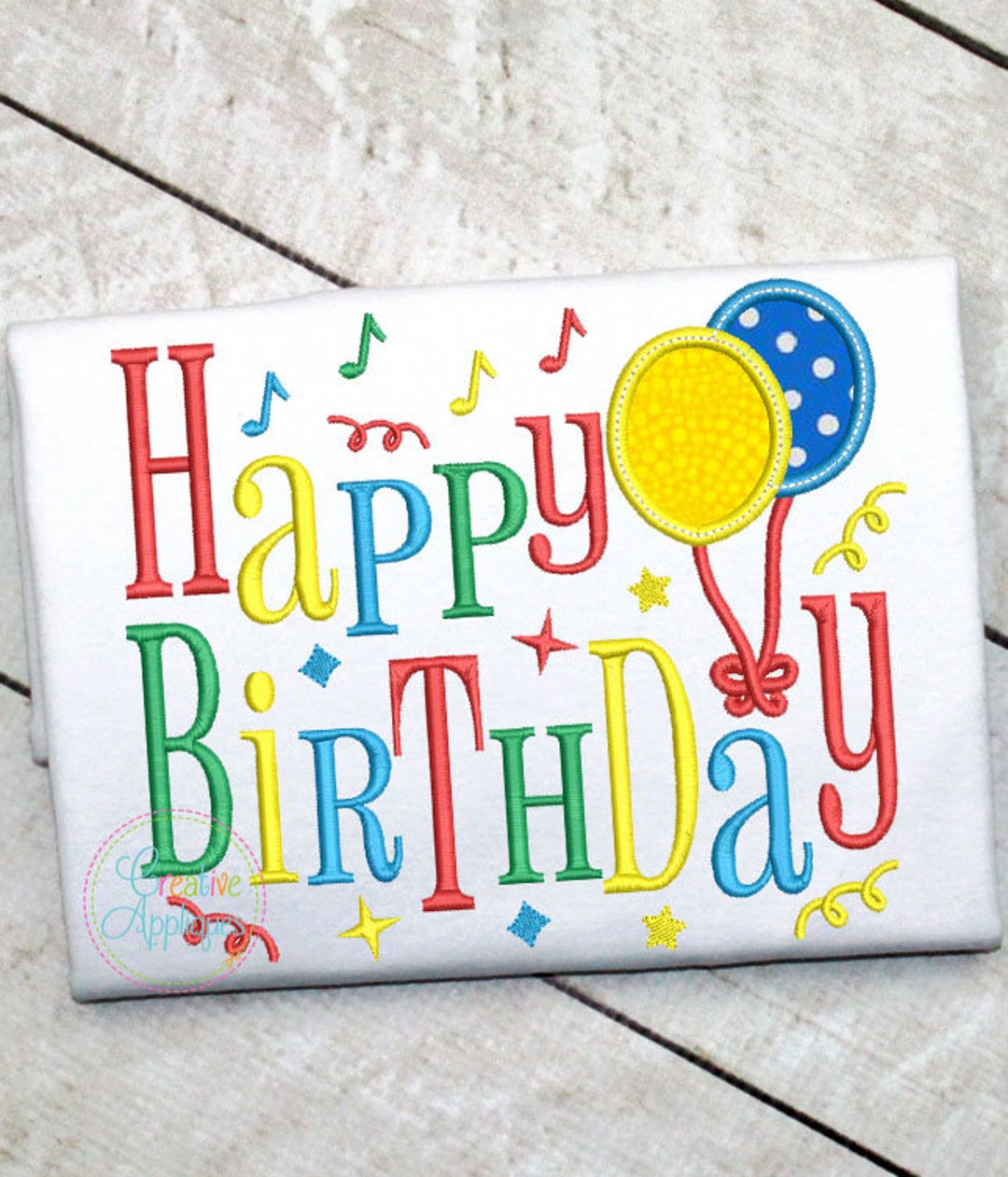 Happy Birthday Digital Machine Embroidery Applique Design 6 Sizes ...