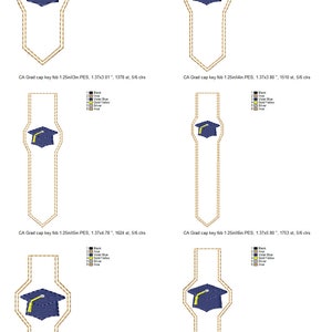 Graduation Cap ITH in the Hoop Key Fob Embroidery Design, in the Hoop ...