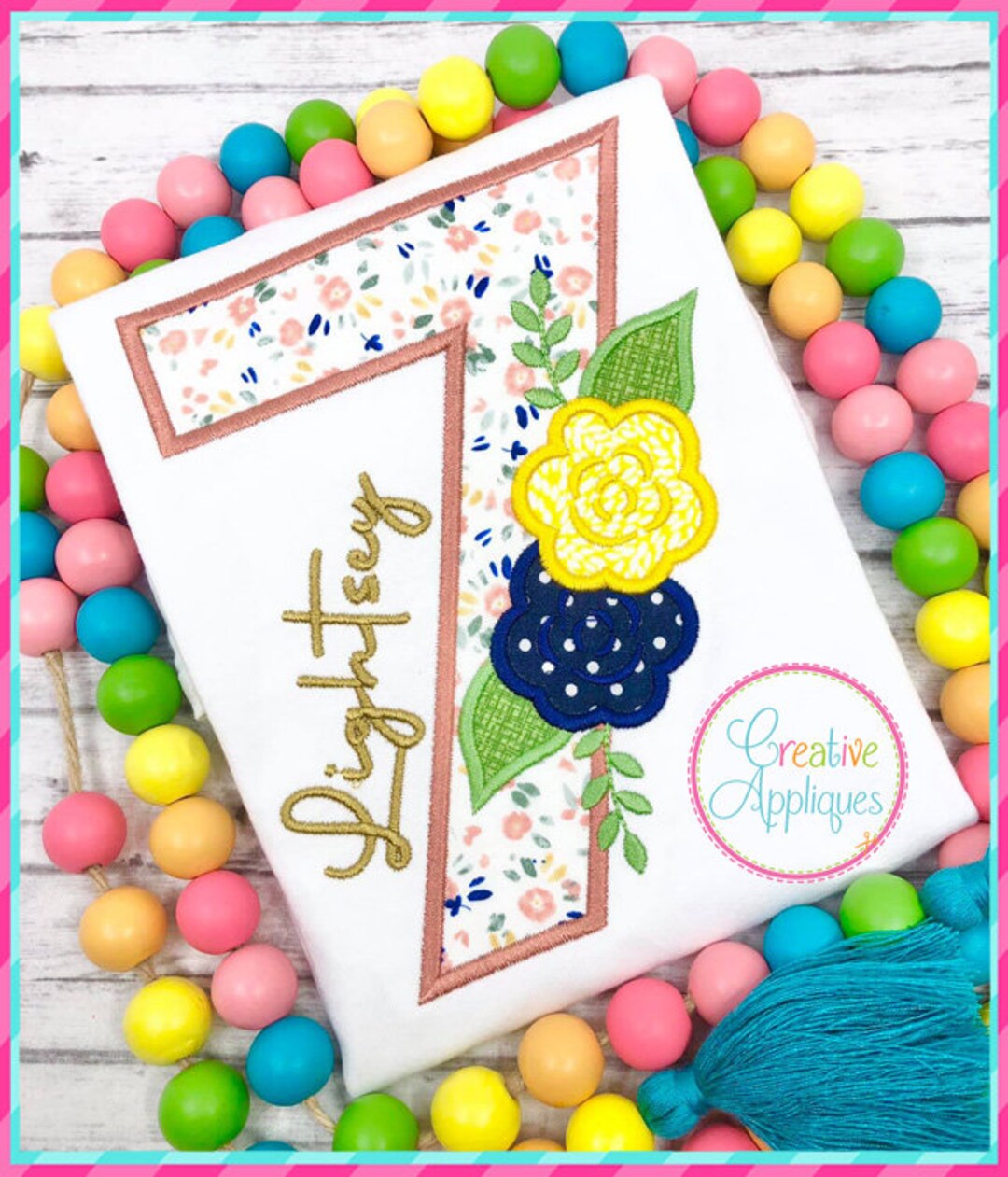 4 Sizes! 7 Flower Number Set, Applique Machine Embroidery Design ...