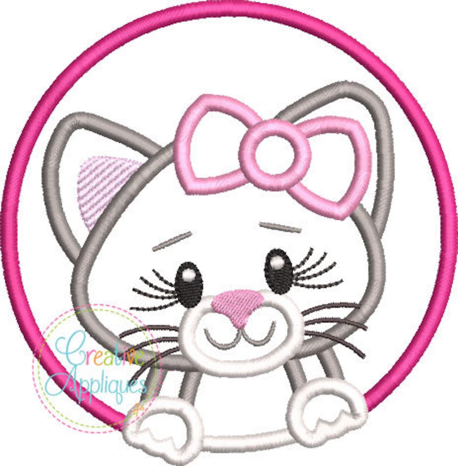 Kitty Cat Girl Digital Machine Embroidery Applique Design 4 | Etsy