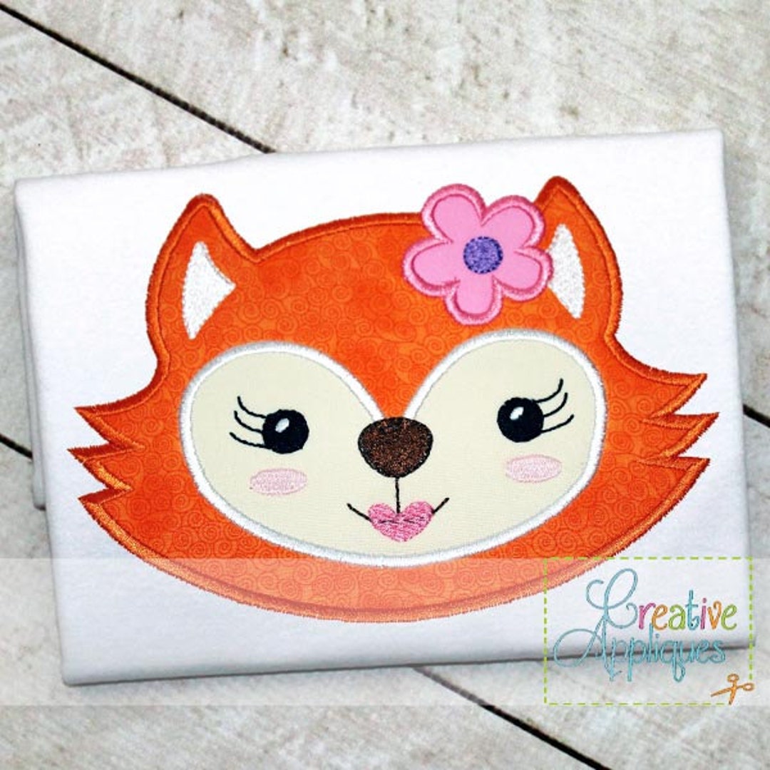 Fox Girl Face Digital Machine Embroidery Applique Design 4 Sizes, Fox ...