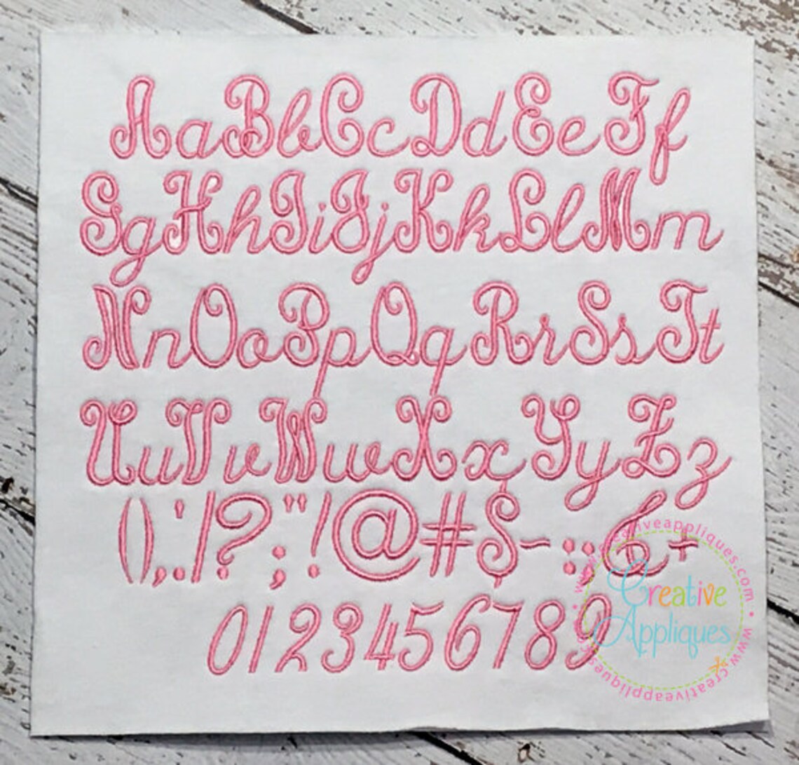 7 SIZES Classic Script Embroidery Font Alphabet Font | Etsy