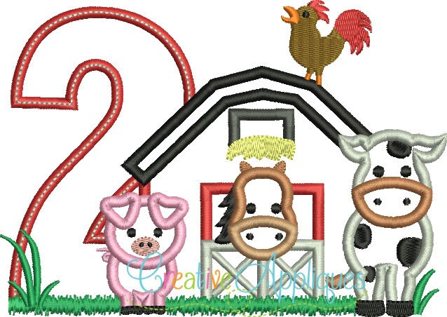 Barn 2 Birthday Farm Animal Digital Machine Embroidery | Etsy