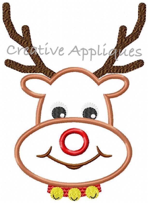 Reindeer Digital Machine Embroidery Applique Design 4 Sizes - Etsy