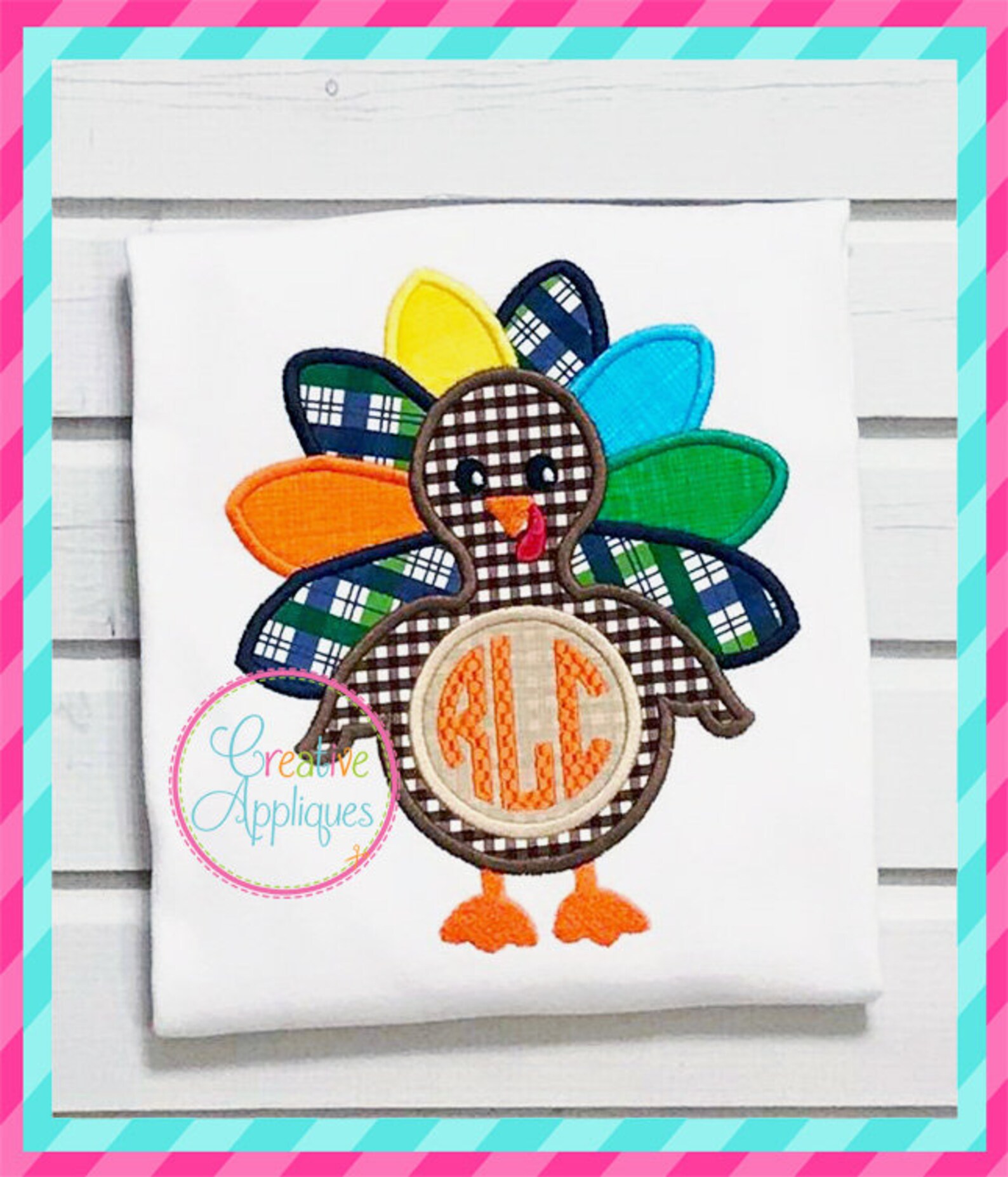 Turkey Monogram Digital Machine Embroidery Applique Design 4 | Etsy