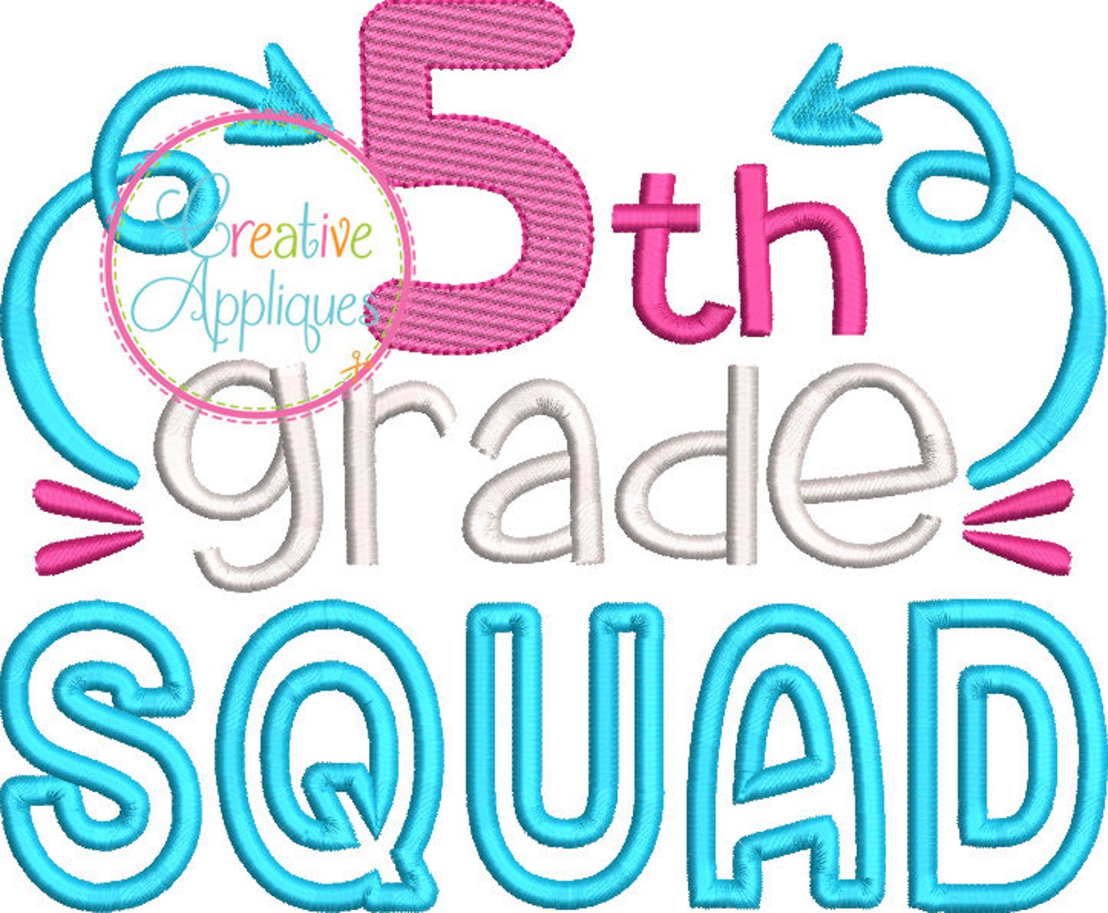 5th Grade Squad Digital Machine Embroidery Applique Design 4 Size ...