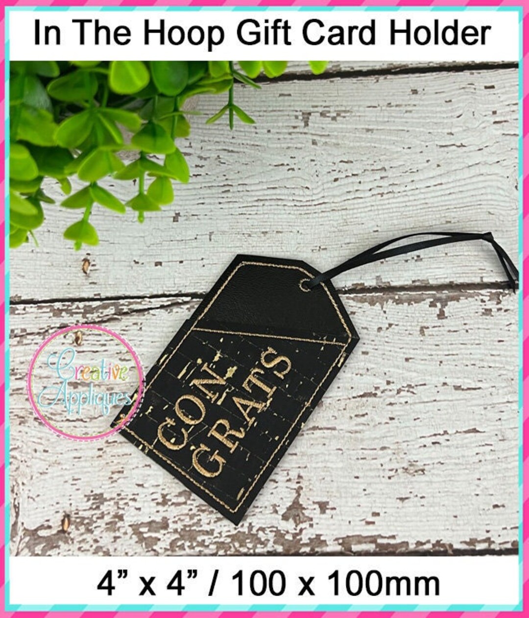 Congrats in the Hoop Gift Card Holder Embroidery Design, Gift Card ...