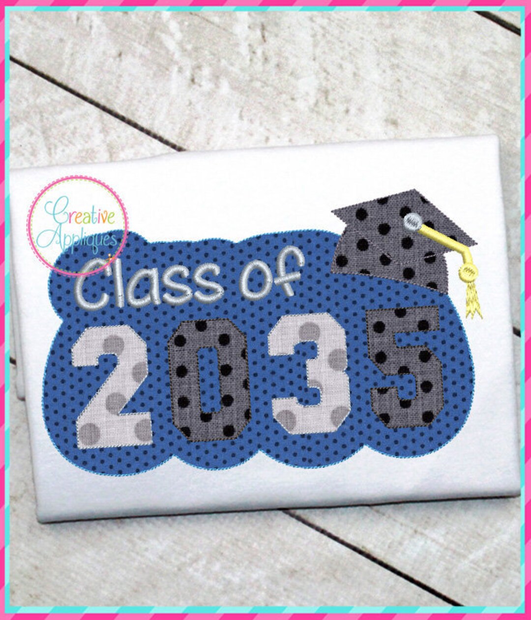Bean Stitch Class of 2035 Graduation Digital Machine Embroidery ...