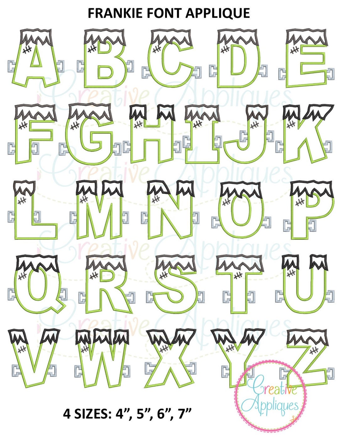 Frankie Alphabet Letter Applique Machine Embroidery Design 4 Sizes ...