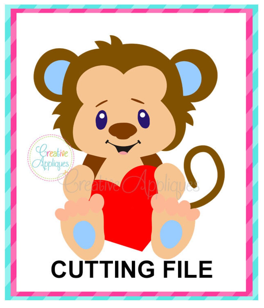 Valentine Monkey SVG Cutting File, Monkey Svg, Monkey Cut File Svg ...