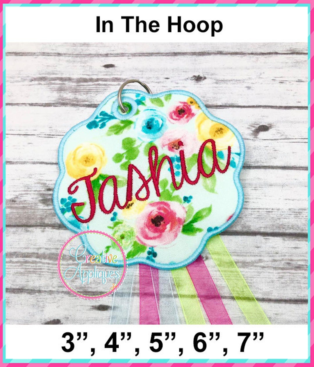 Flower Tag in the Hoop Applique Embroidery Design 5 Sizes, Bag Tag, in ...