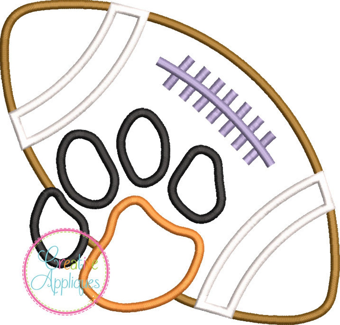 Tiger Paw Football Applique Digital Machine Embroidery Design 4 Sizes ...