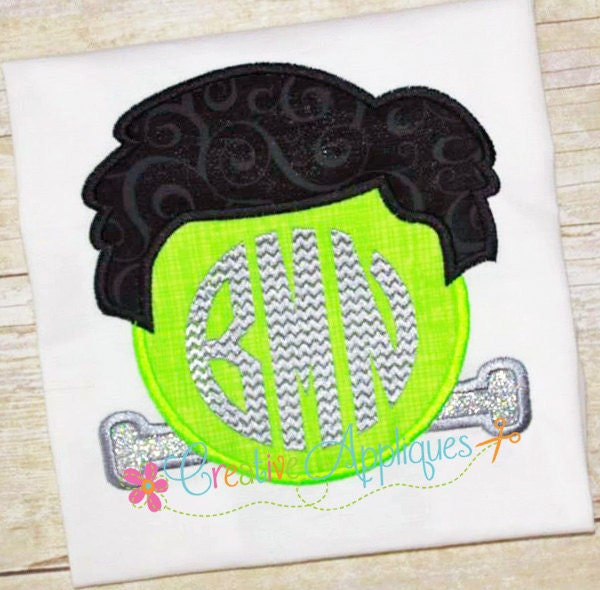 Frankenstein Monogram Halloween Digital Machine Embroidery Applique ...